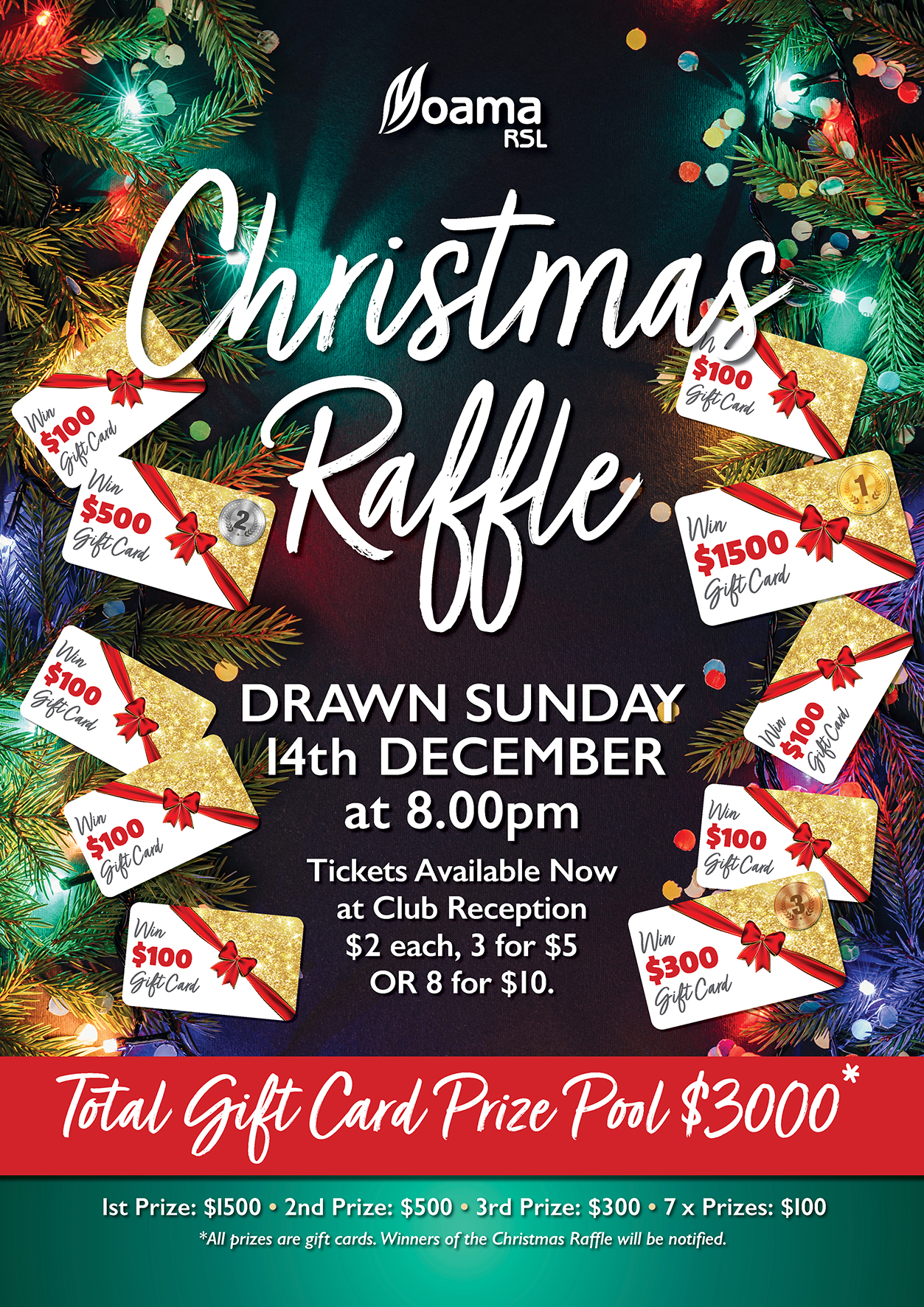 Christmas Gift Card Raffle - Moama RSL